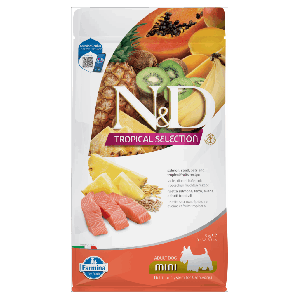 N&D Tropical Salmon ADULT Mini Kibble Size Dry Dog Food - PetMarket ...